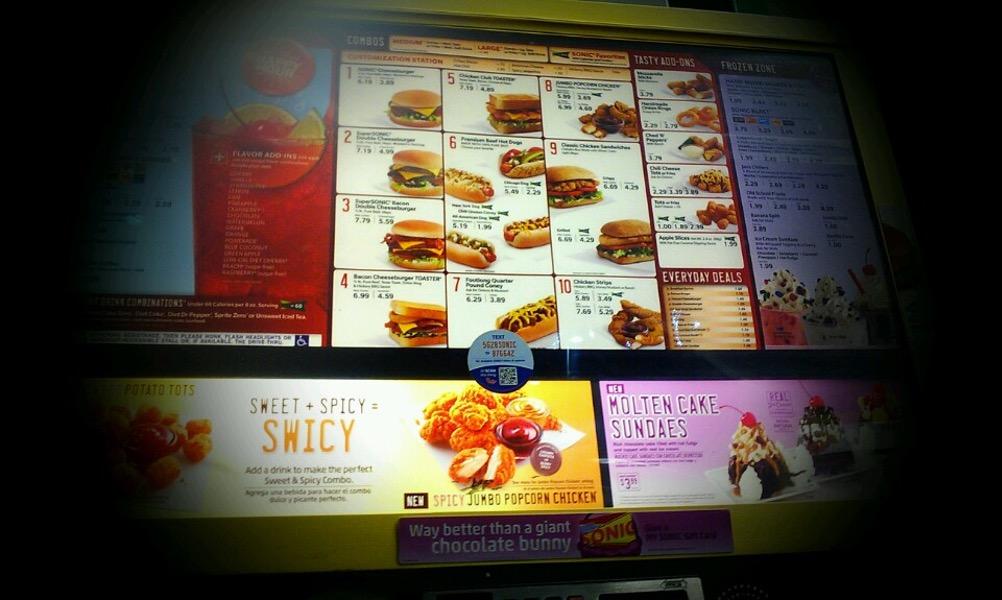 Menu at Sonic Drive-In fast food, Riverview, Big Bend Rd