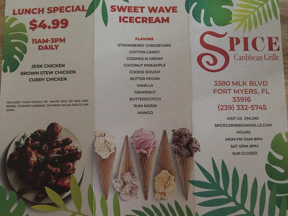 Menu at Spice Caribbean Bar & Grille, Fort Myers