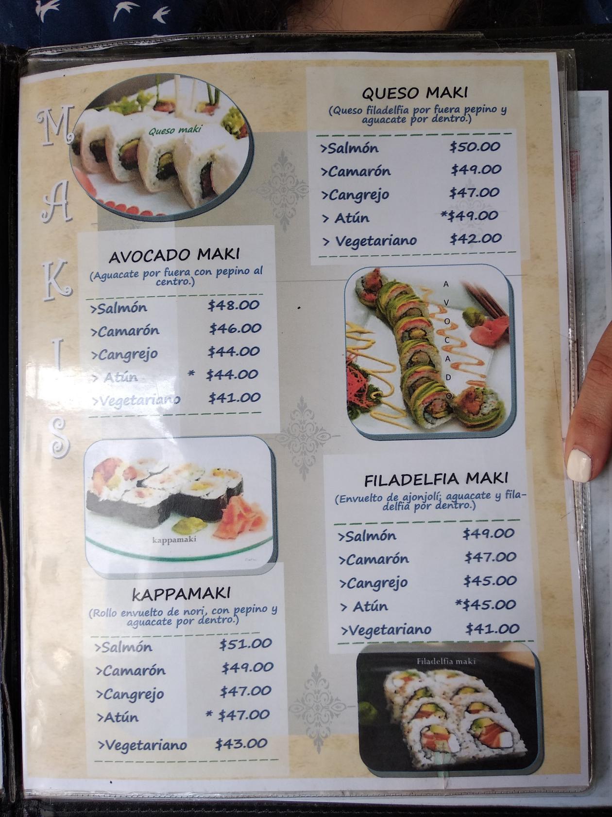Menu at Sushi Inari Stgo. restaurant, Santiago Tianguistenco