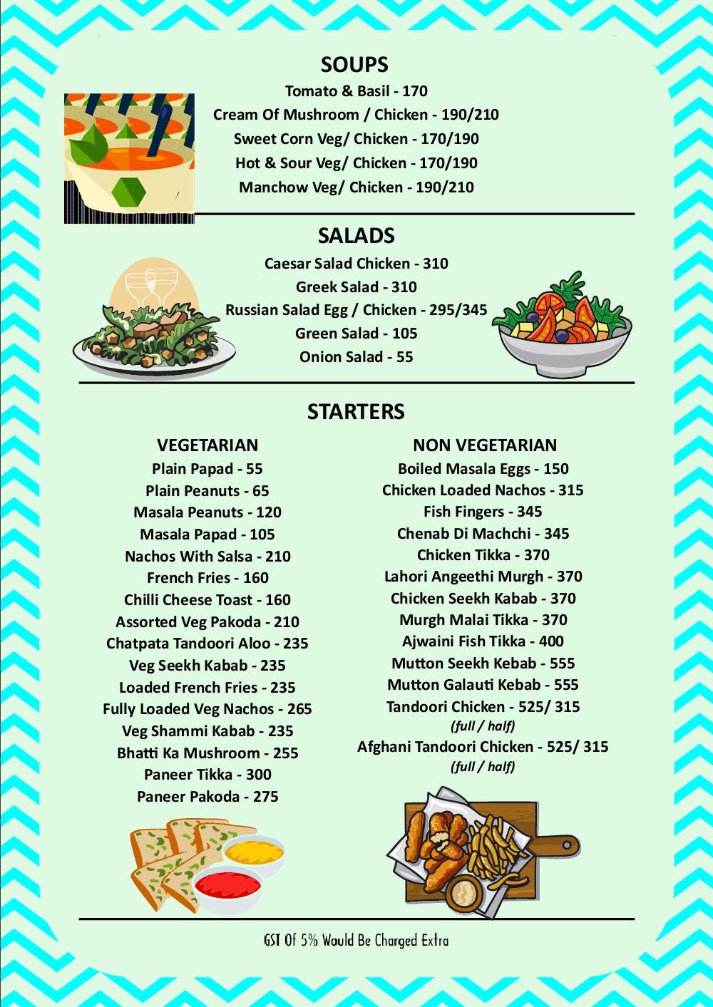 Menu at One Calangute, Goa, Calangute
