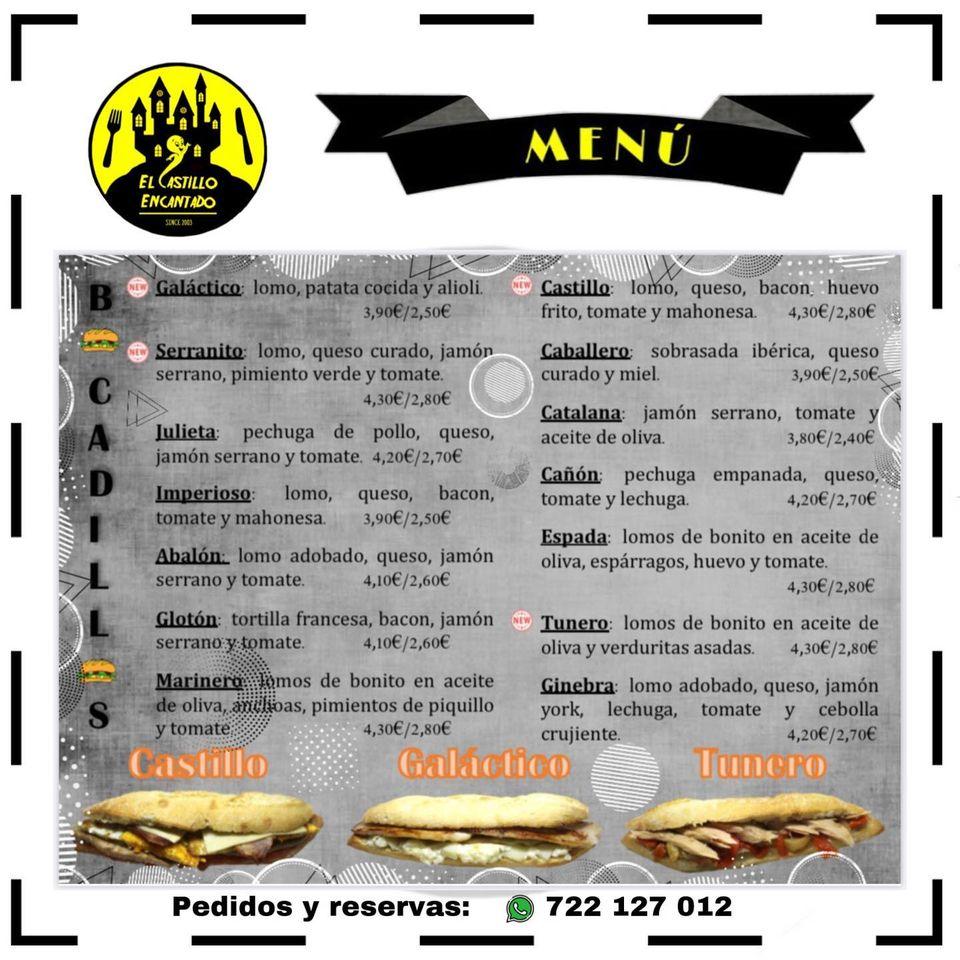 Menu at Castillo Encantado restaurant, Alcantarilla