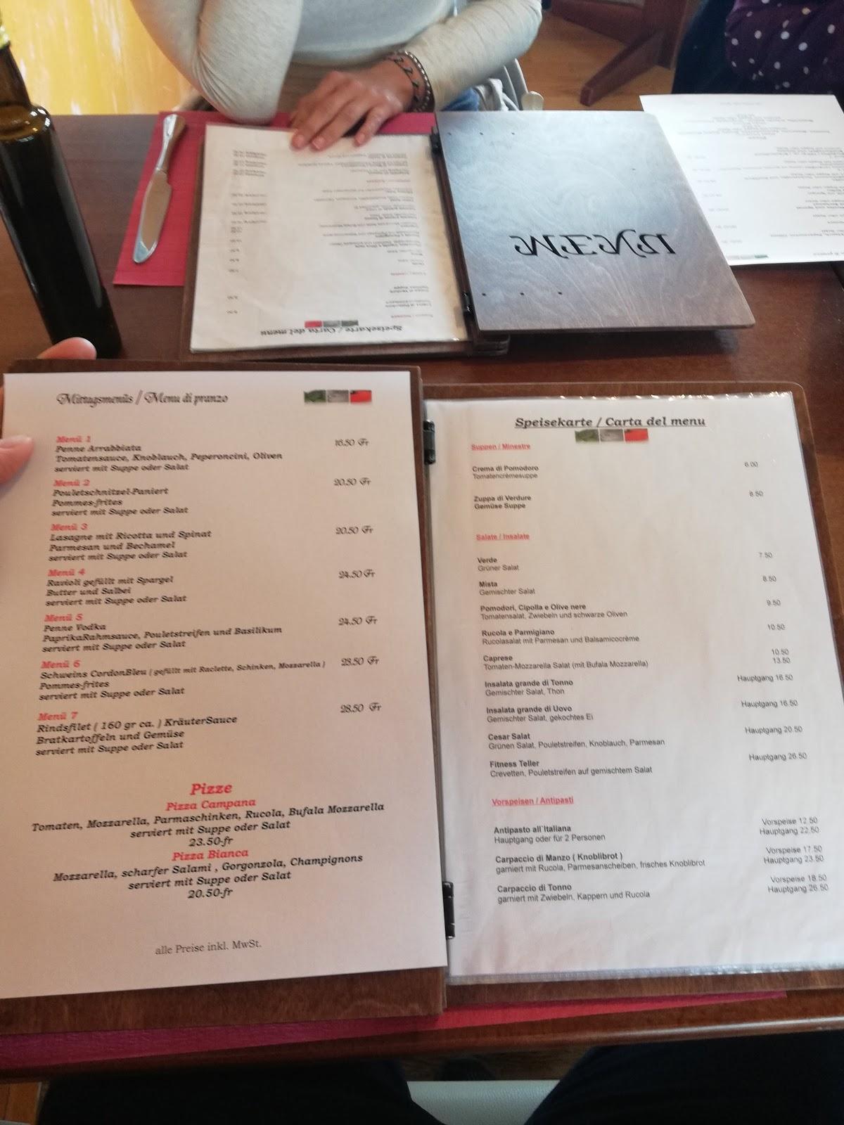 Menu da Da Michele, Zurigo, Grubenstrasse 12
