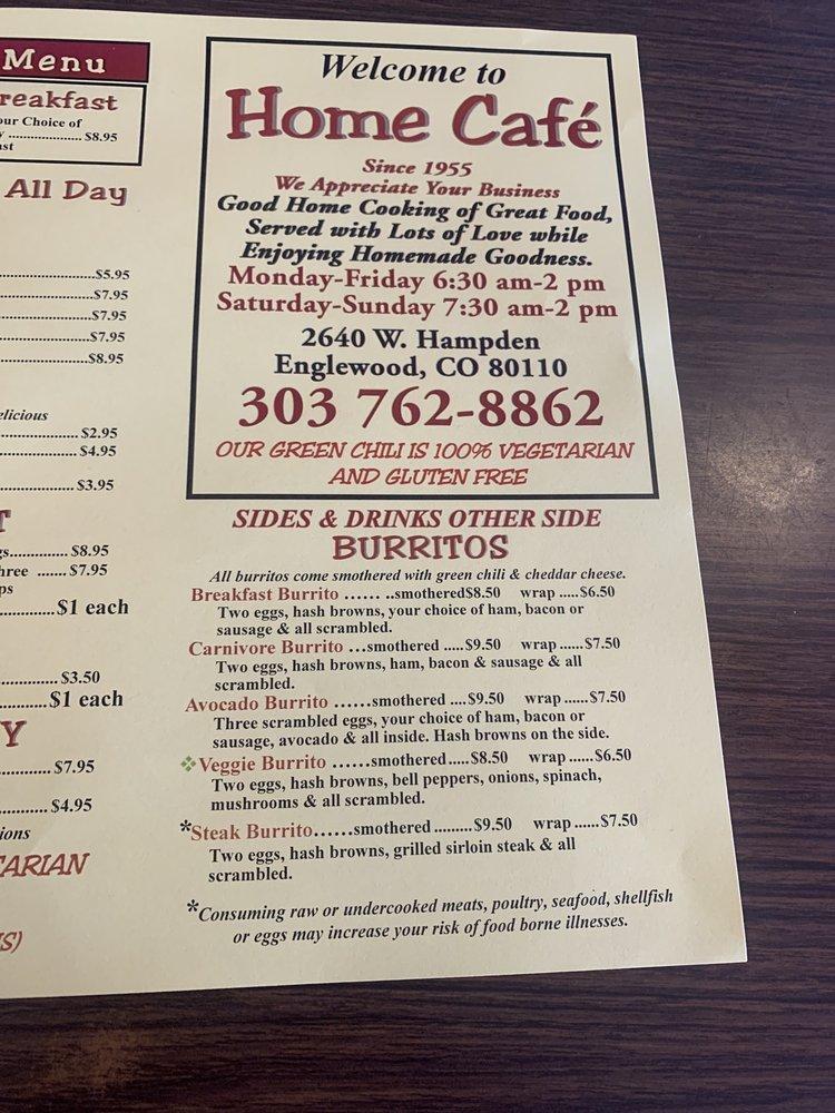 Menu at Home Cafe, Englewood, W Hampden Ave