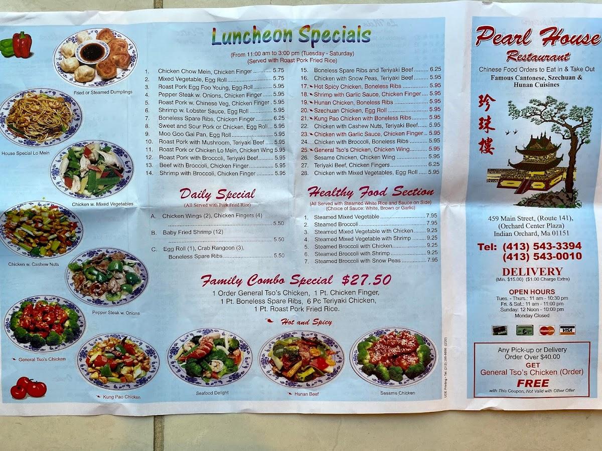 Menu at Pearl House Restaurant, Springfield, 459 Main St