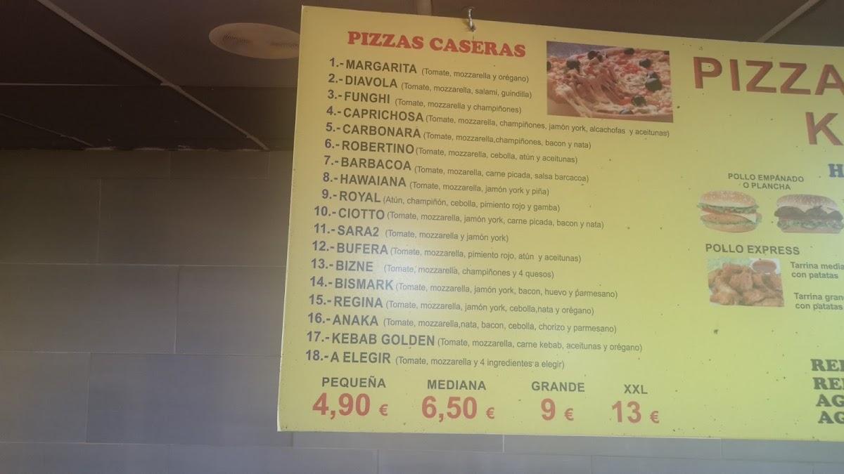Carta del restaurante Pizza Golden Kebab, Las Gabias