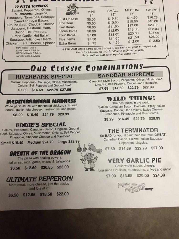 Menu at Riverbank Pizza pizzeria, Colusa