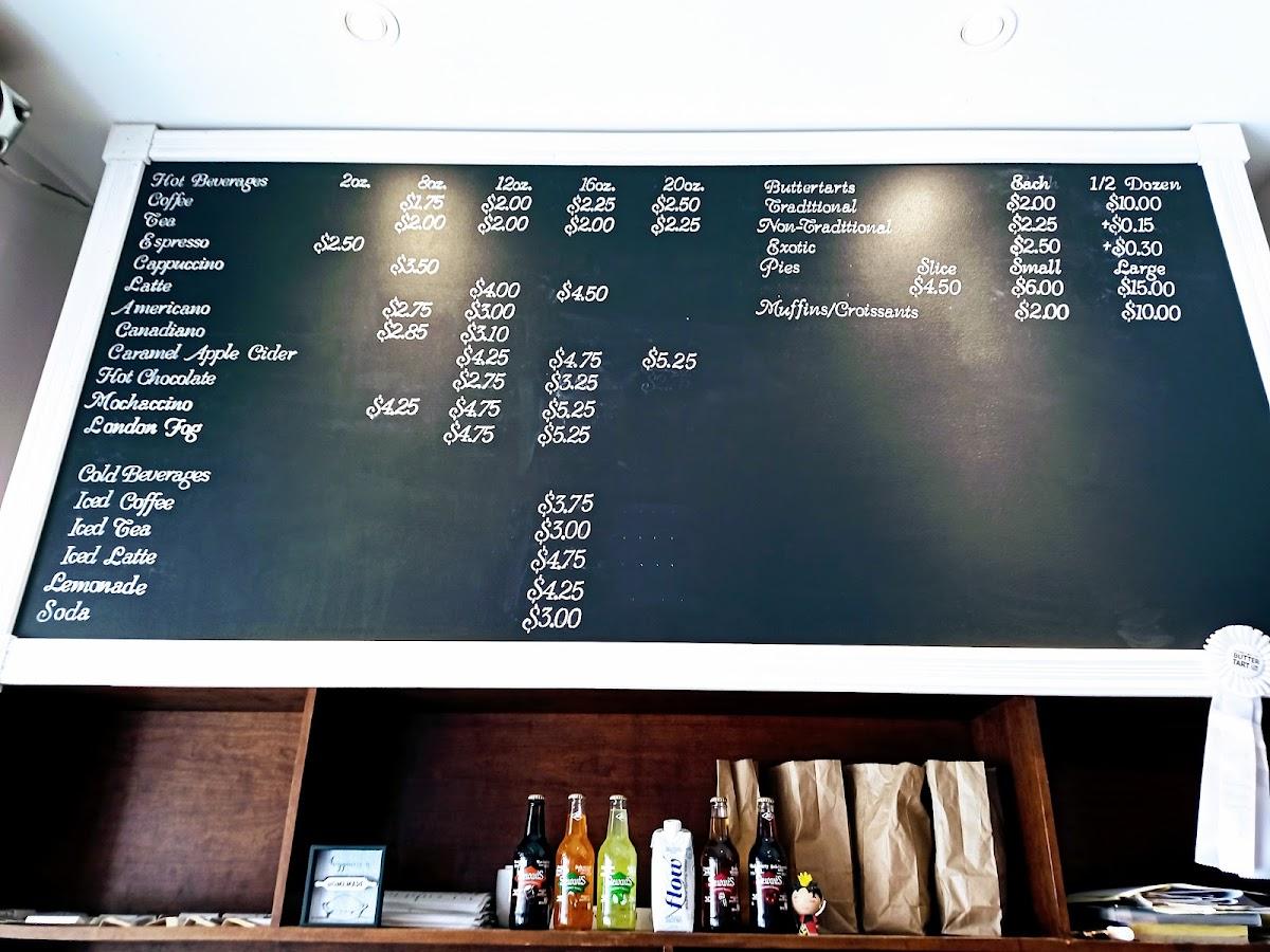 Menu at The Queen's Tarts cafe, Sault Ste. Marie