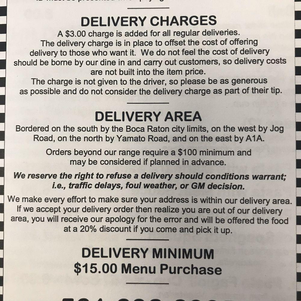 Menu at Tomasso's Pizza & Subs pizzeria, Boca Raton
