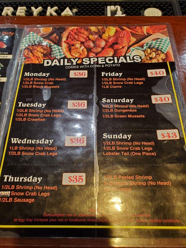 Menu at Alaska Crab pub & bar, Moreno Valley