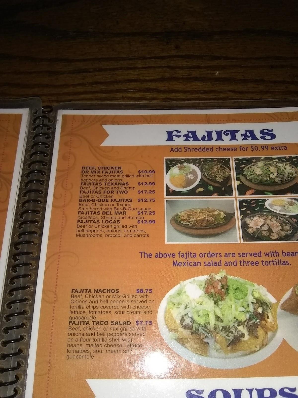 Menu at Angel's Mexican Restaurant, Sumter, 246 S Pike W