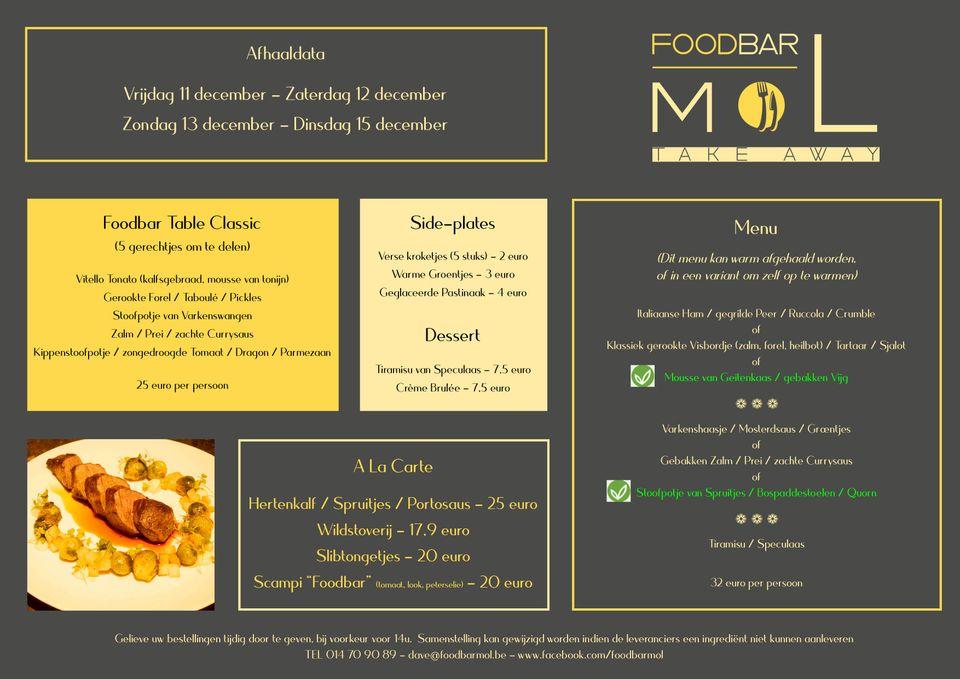 Menu at Foodbar Mol, Mol, Schansstraat 37