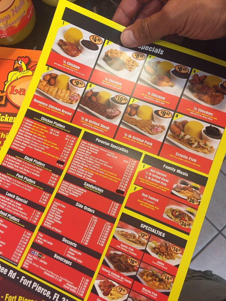 Menu at La Granja restaurant, Fort Pierce