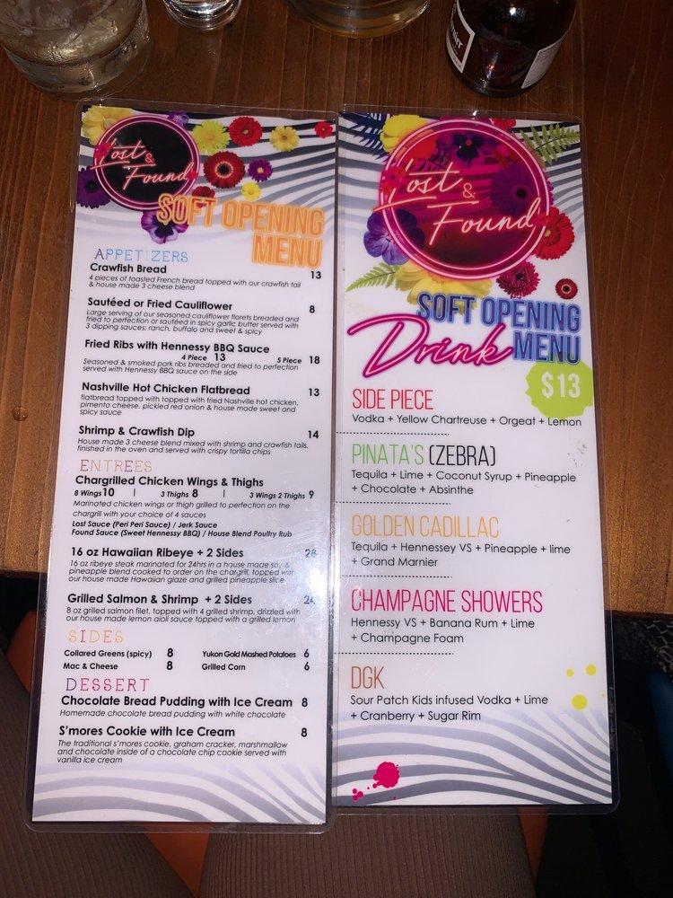Menu at Lost & Found pub & bar, Houston