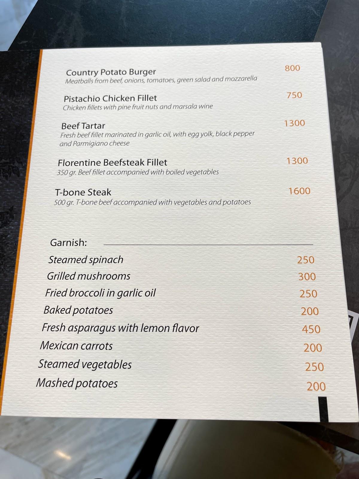Menu at Mystic Villa Restaurant, Tirana