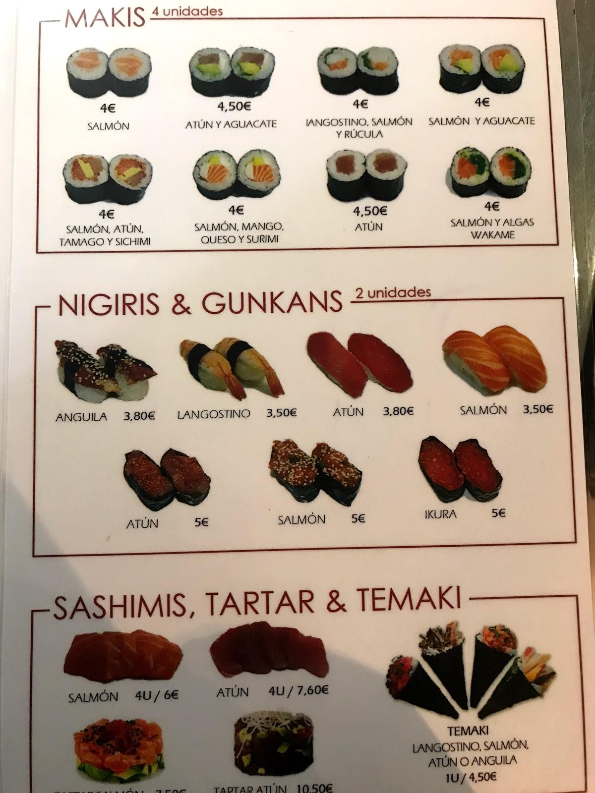Carta del restaurante Sushiyoko, Palma del Mallorca, Calle Costa i ...