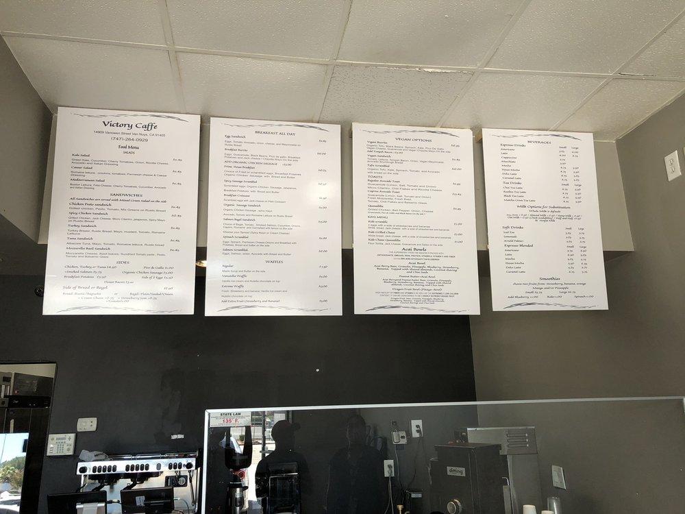 Menu at Victory Caffe cafe, Los Angeles