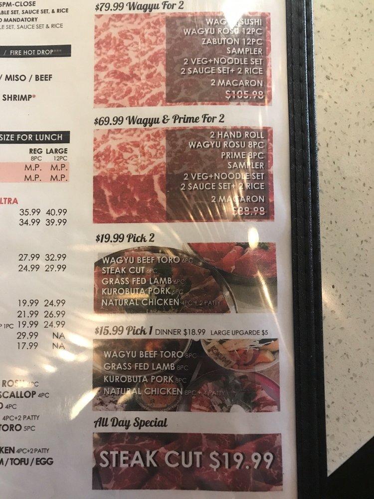 Menu at Kokumi restaurant, Arcadia