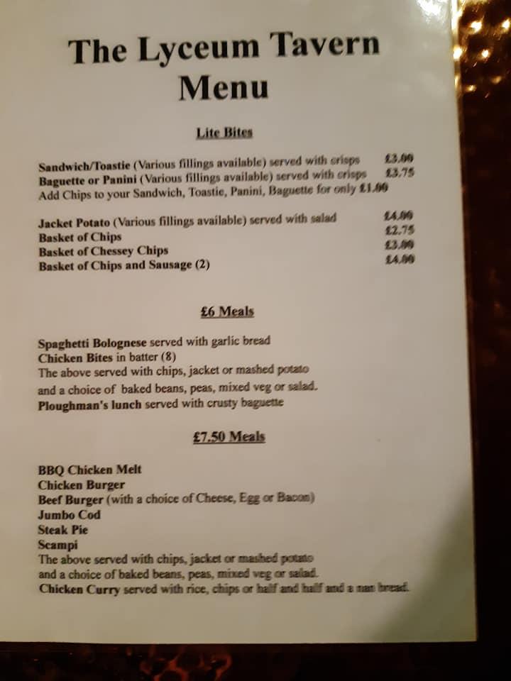 Menu at The Lyceum Tavern pub & bar, Newport