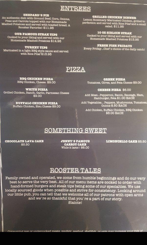 Menu at Red Rooster Bar and Grill, Wrentham