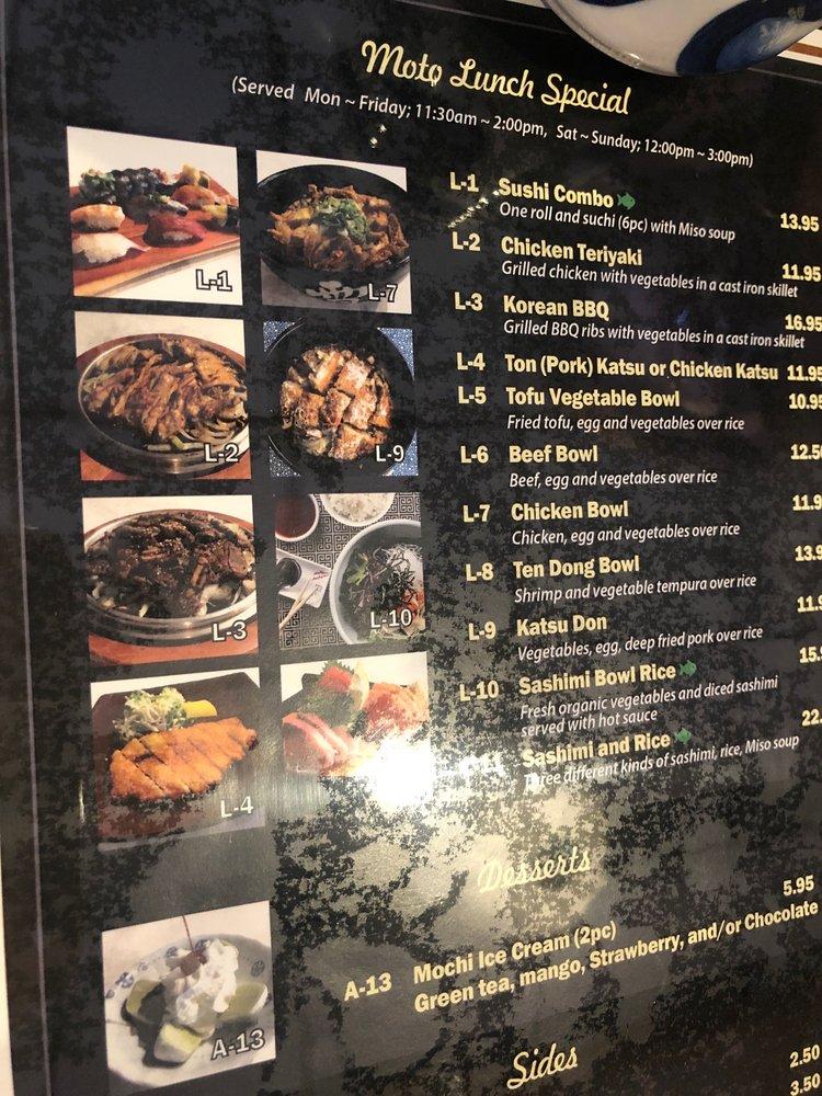 Menu at Sushi Moto Japanese Restaurant, Edmonds