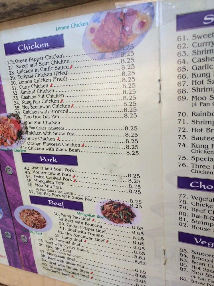 Menu at China Express restaurant, Pasadena
