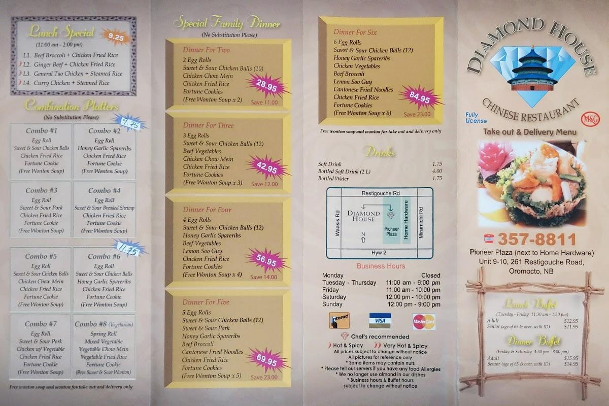 Menu at Diamond House Chinese Restaurant, Oromocto