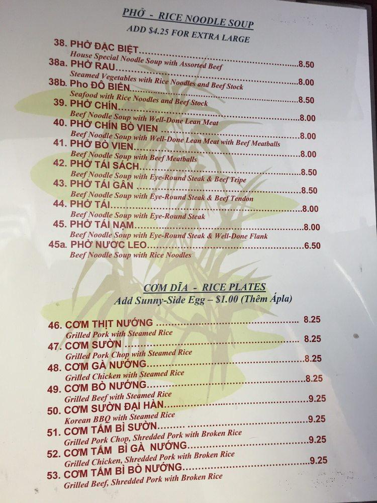 Menu at Dong Phuong Bakery & Restaurant, New Orleans