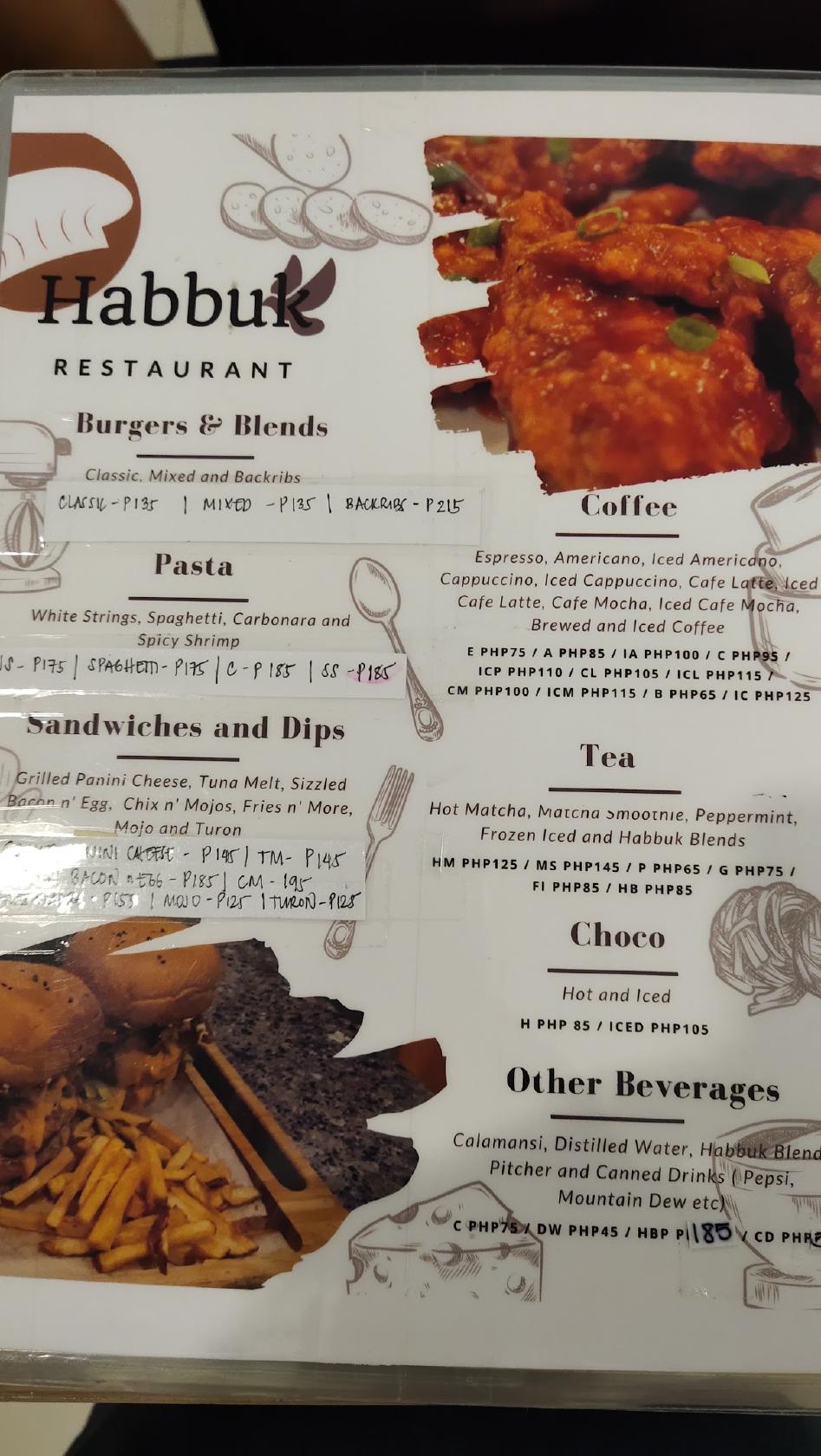 Menu at Habbuk Cafe - Coffee and Dine, Iloilo City