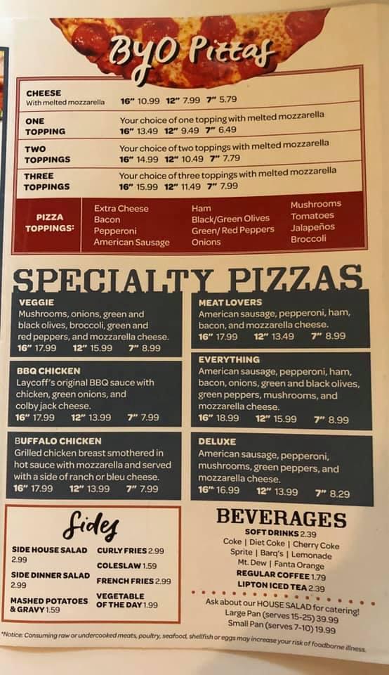 Menu at Laycoff's Tavern pub & bar, Fort Wayne