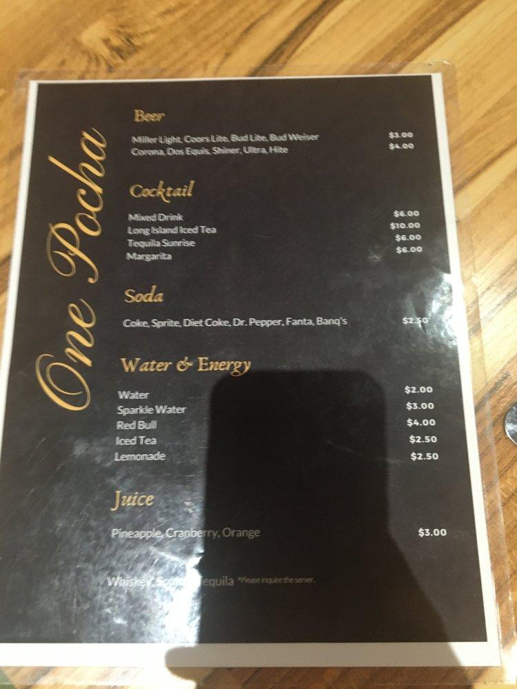 Carta del restaurante One Pocha, San Antonio