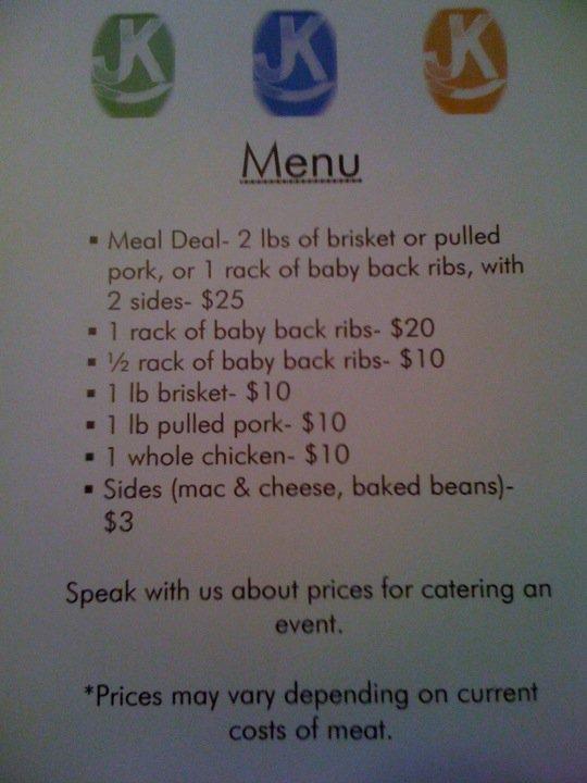 Menu at Rocking JK Bar-B-Que, Groom