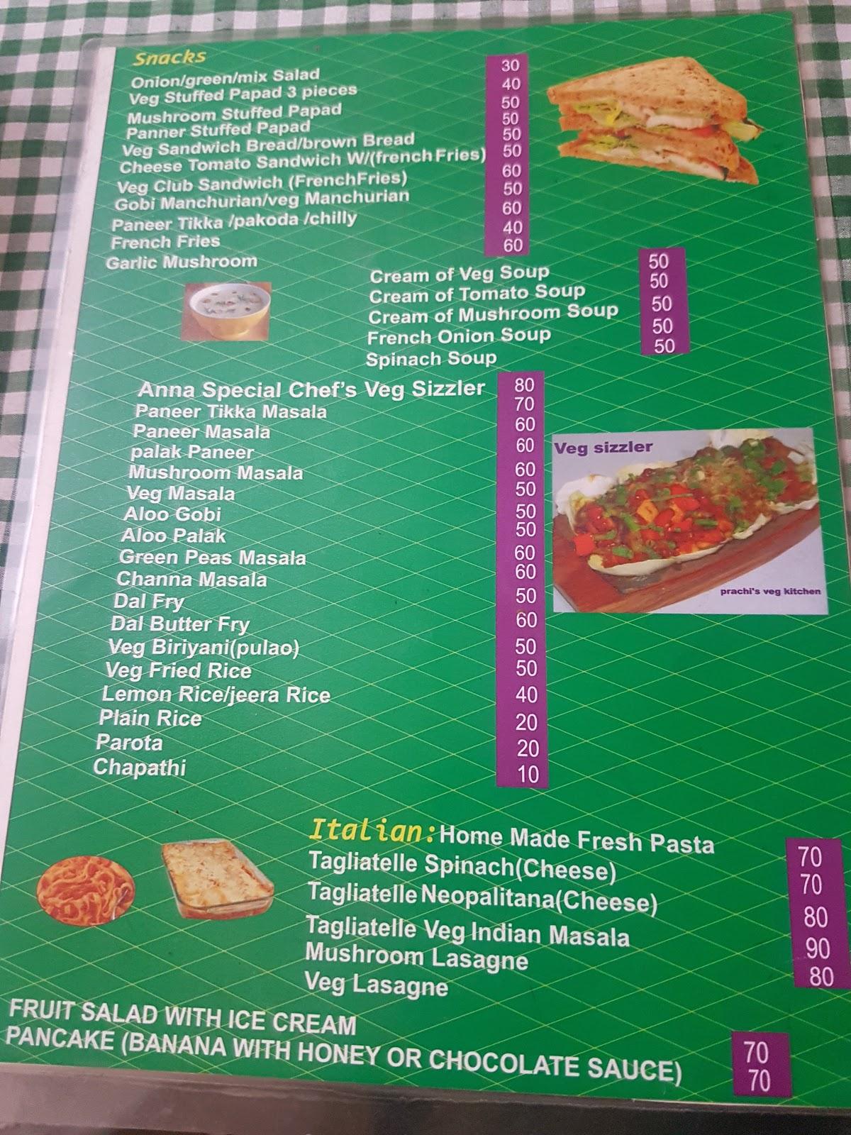 Menu at SUYOGA Anna Cafe Food and Massage, Mysuru