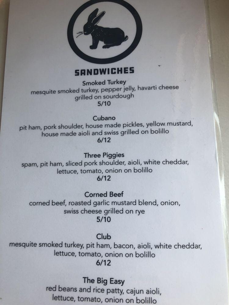 Menu at The Black Rabbit pub & bar, Savannah