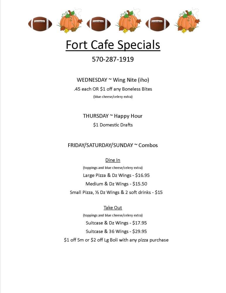 Menu at The Fort Cafe, Forty Fort