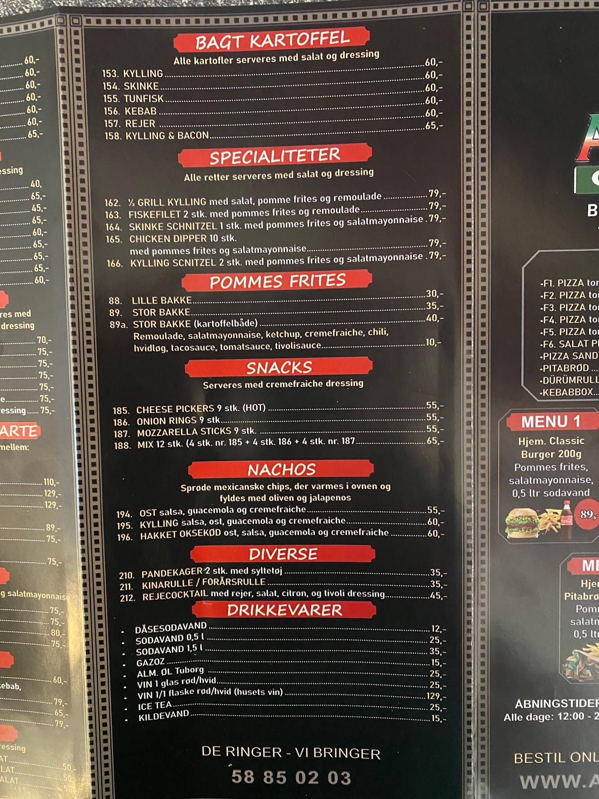 Menu at Amigos Cafe & Pizza, Gørlev