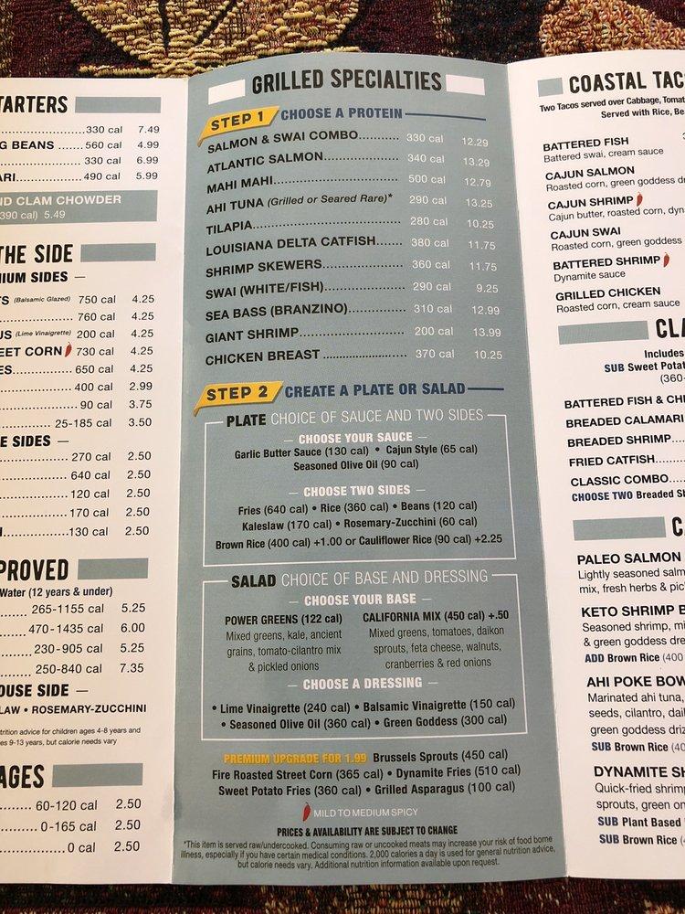 Menu at California Fish Grill restaurant, Pasadena