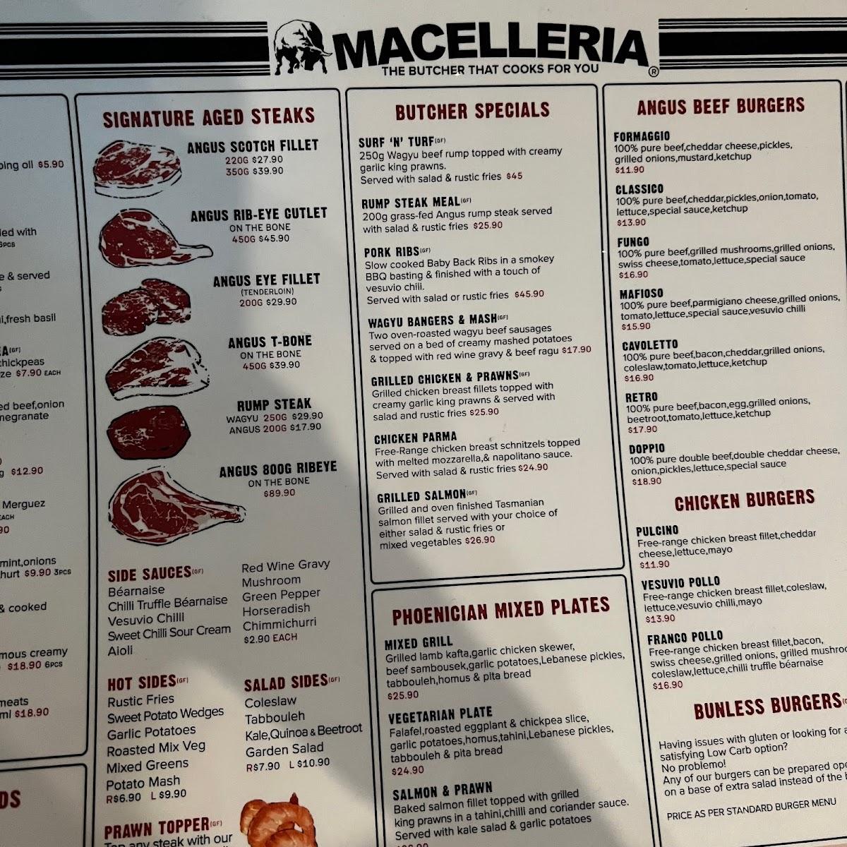 Menu at Macelleria Newtown restaurant, Newtown