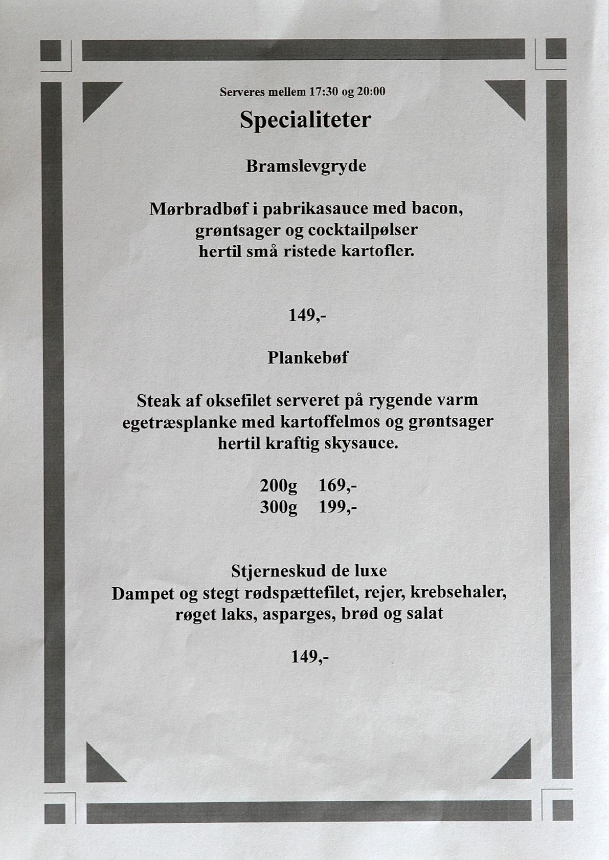 Speisekarte von Restaurant Bramslev Bakker, Hobro