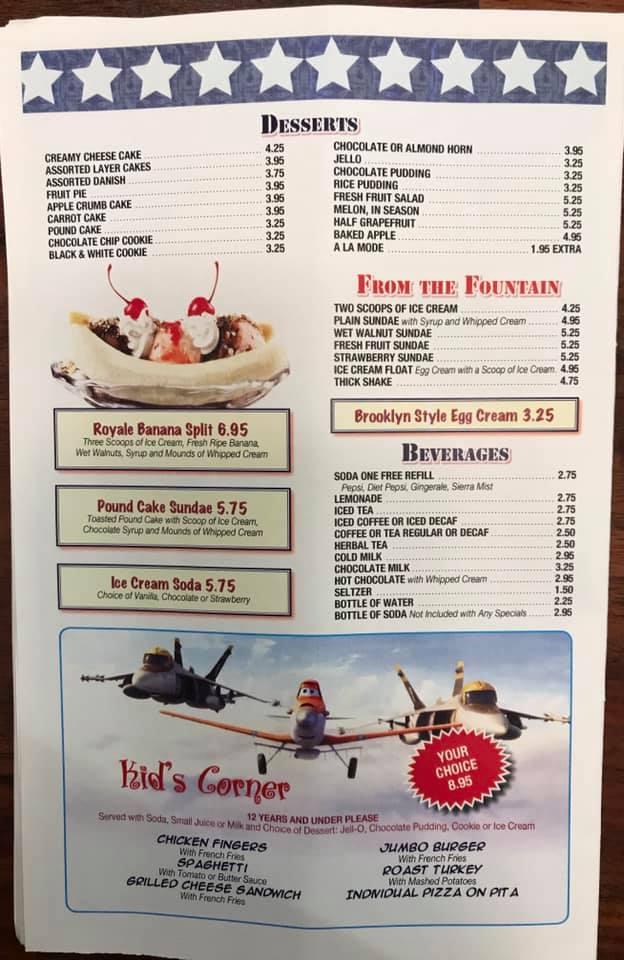 Menu at Blue Angel Diner restaurant, Plainview