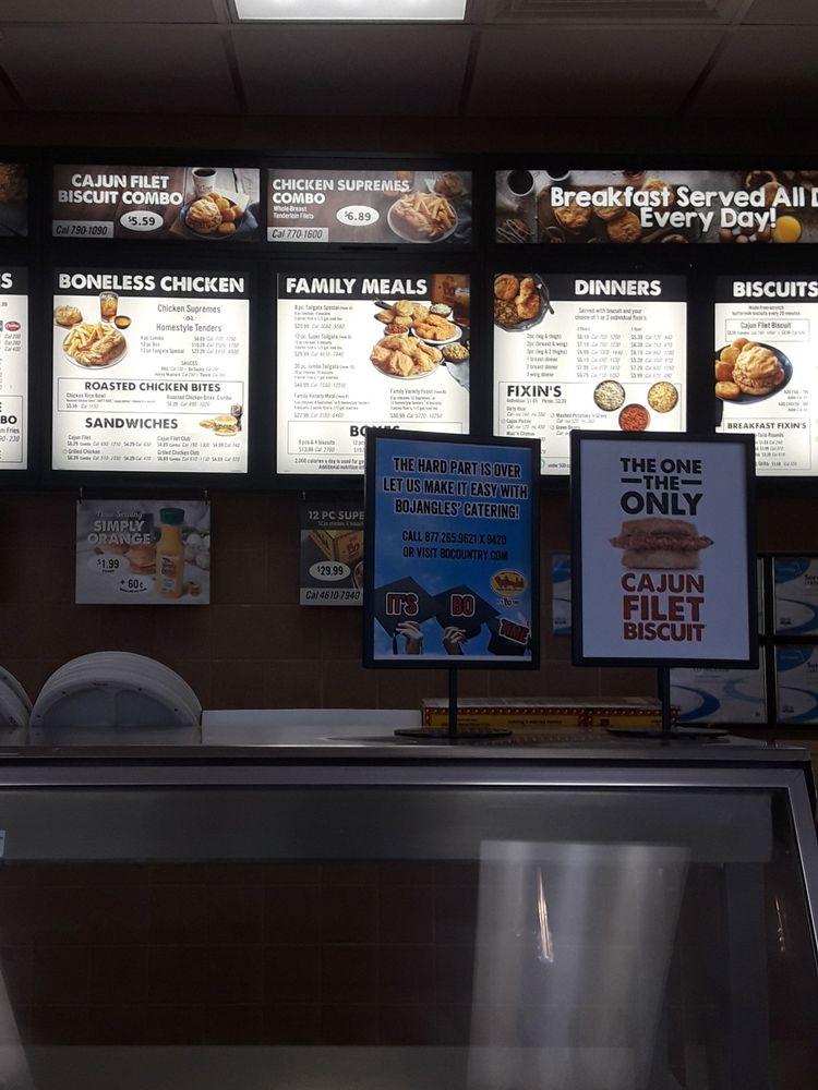 Menu at Bojangles restaurant, Bryson City