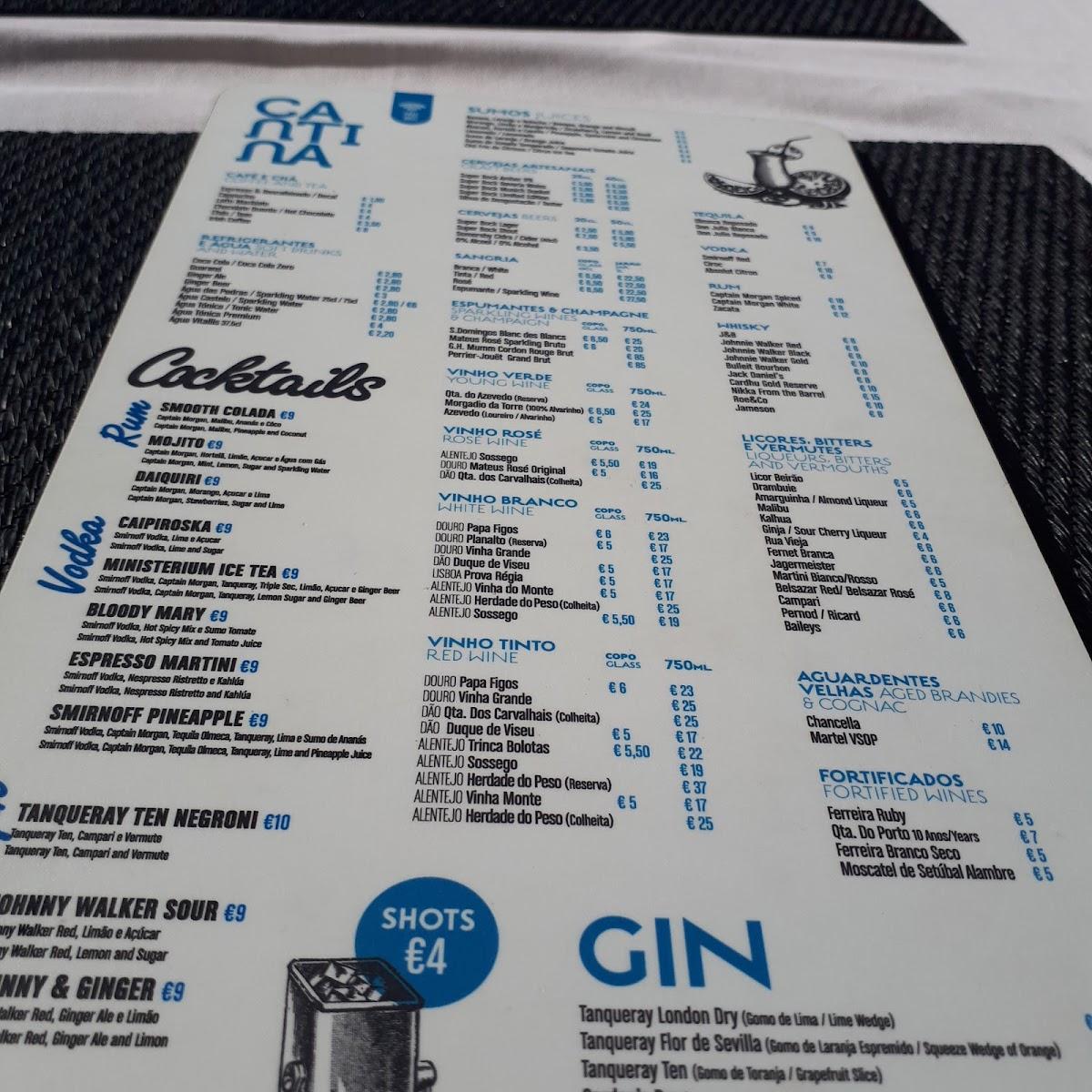 Menu at Can the Can Lisboa restaurant, Lisbon, Praça do Comércio 82 83