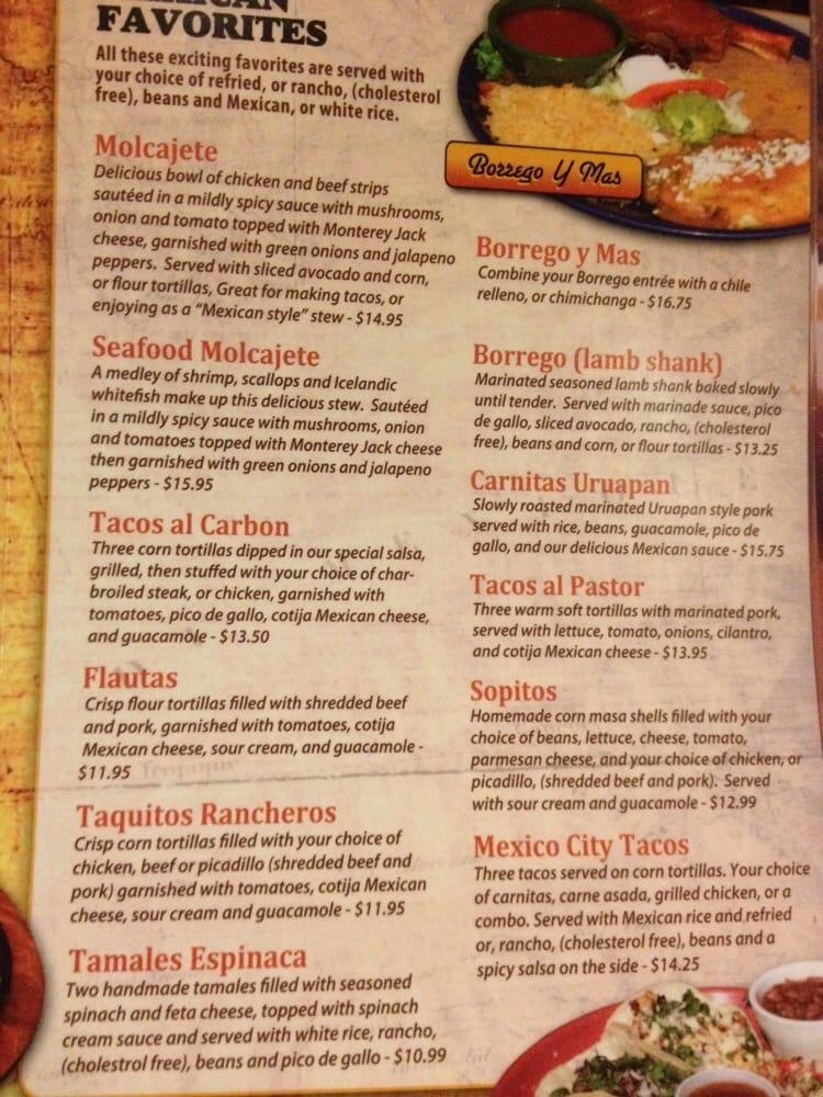 Menu at Casa Ramos Mexican Restaurant, Red Bluff