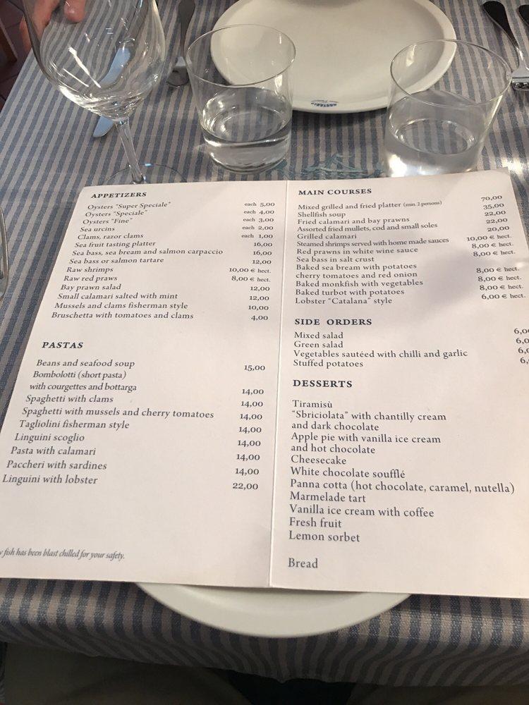 Menu at Da Benito e Gilberto restaurant, Rome