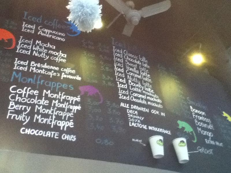 Menu at Mont Cafe, Leuven