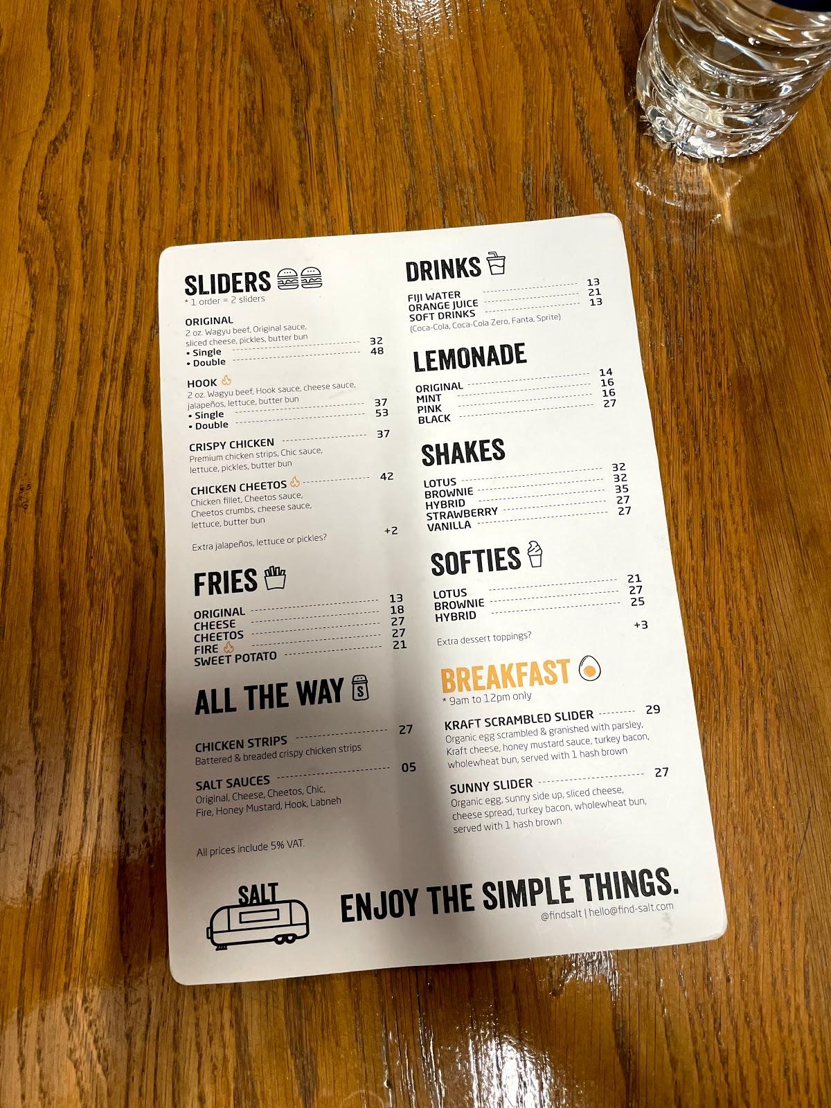 Menu at SALT - La Mer restaurant, Dubai, Shop 43