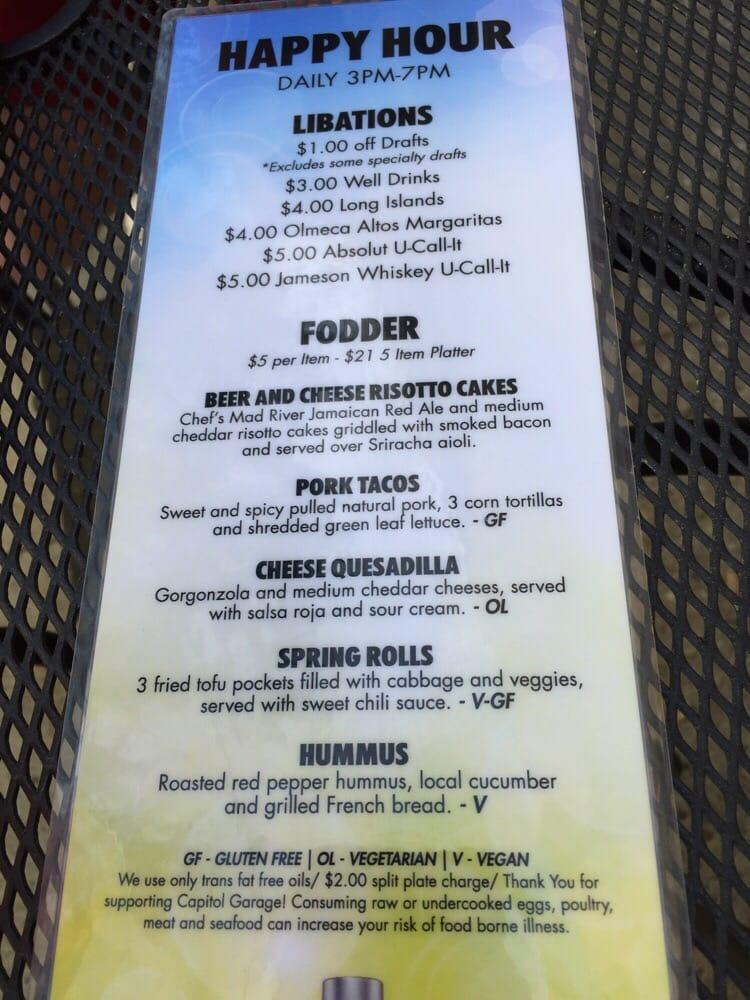 Menu at Capitol Garage restaurant, Sacramento, K St