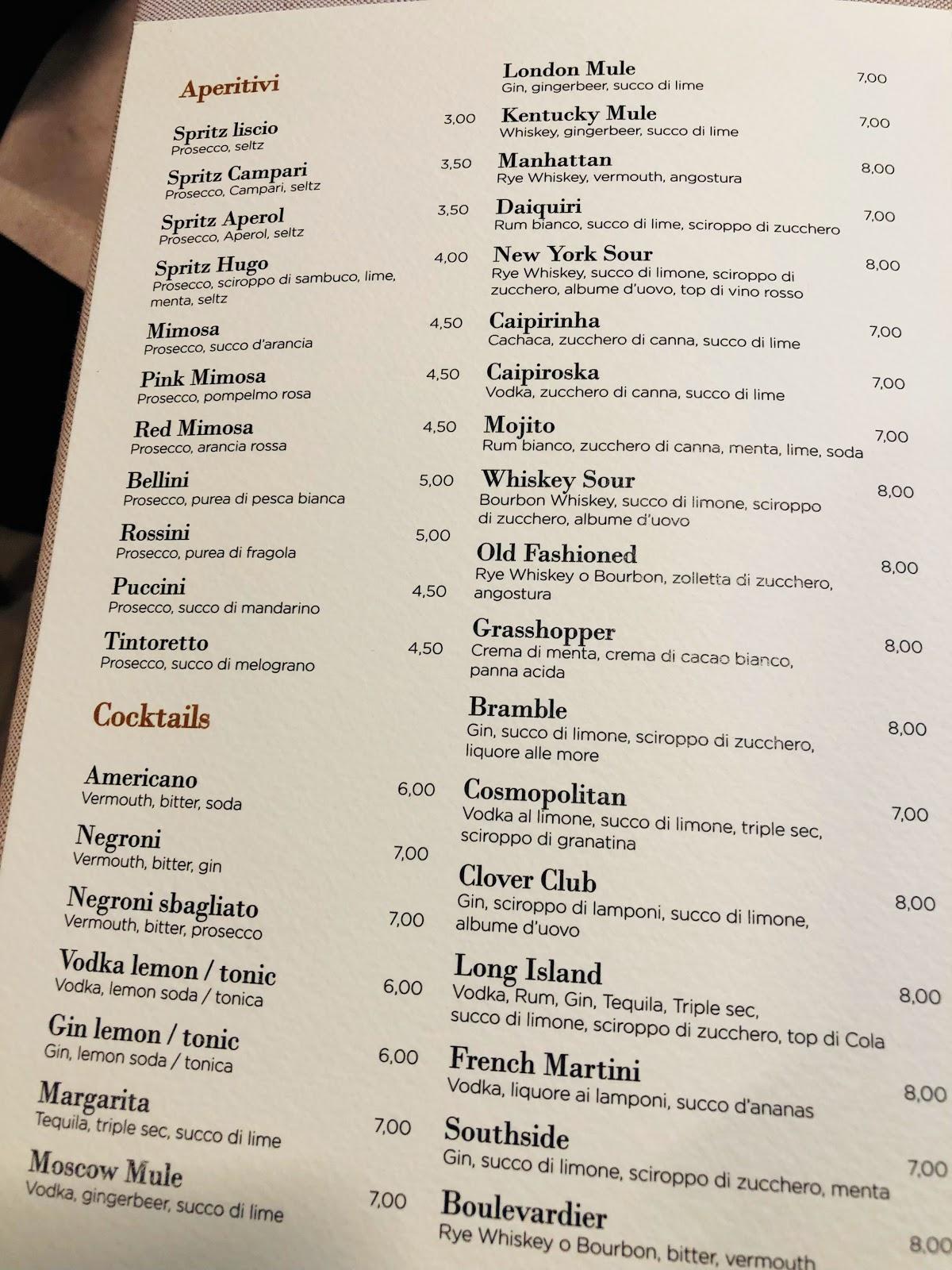 Menu da Capperi Restaurant & Lounge, Vicenza