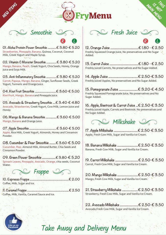 Menu at Fry Menu, Nicosia, Stasandrou 8a-8b