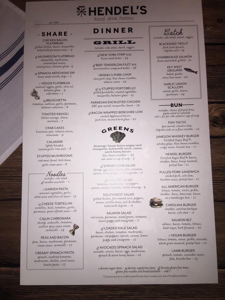 Menu at Hendel's pub & bar, Florissant
