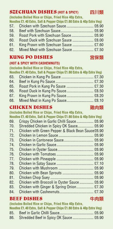Carta del restaurante Lucky Chef, Barrow-in-Furness